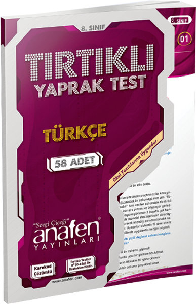 Anafen 8. Sınıf Türkçe Tırtıklı Yaprak Test 58 Yaprak ...